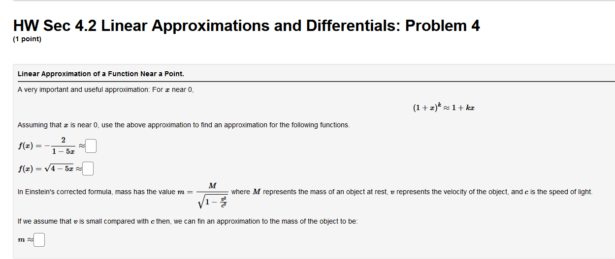 Solved Hw Sec 4 2 Linear Approximations And Differentials