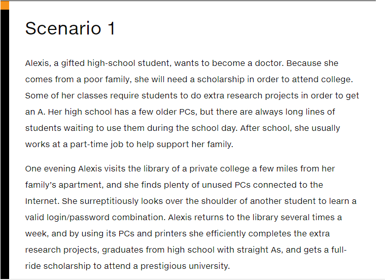 Solved Using the four scenarios, include a one-sentence | Chegg.com