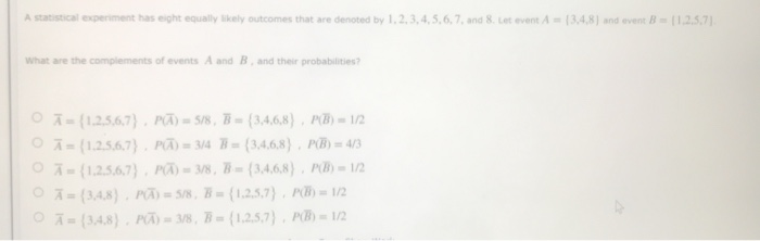 Solved statistical experiment has eight equally likely | Chegg.com