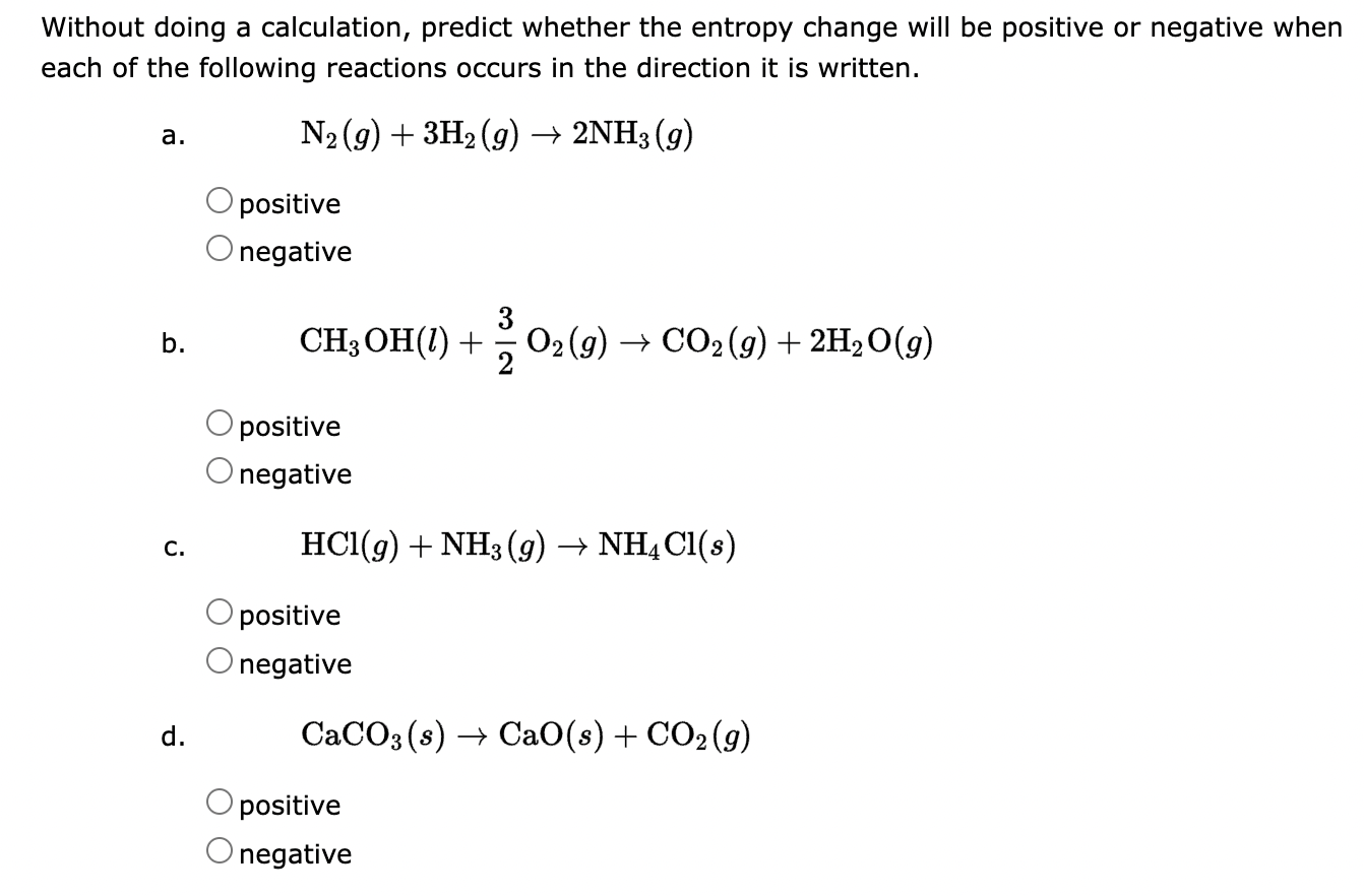 Solved Without doing a calculation, predict whether the | Chegg.com