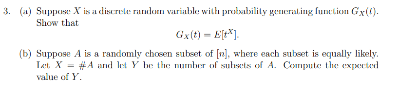 (a) Suppose X is a discrete random variable with | Chegg.com