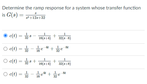Solved Determine the ramp response for a system whose | Chegg.com