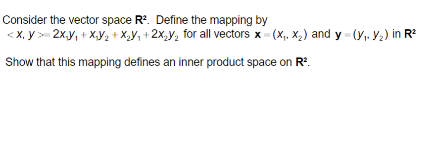 Solved Consider the vector space R2. Define the mapping by | Chegg.com