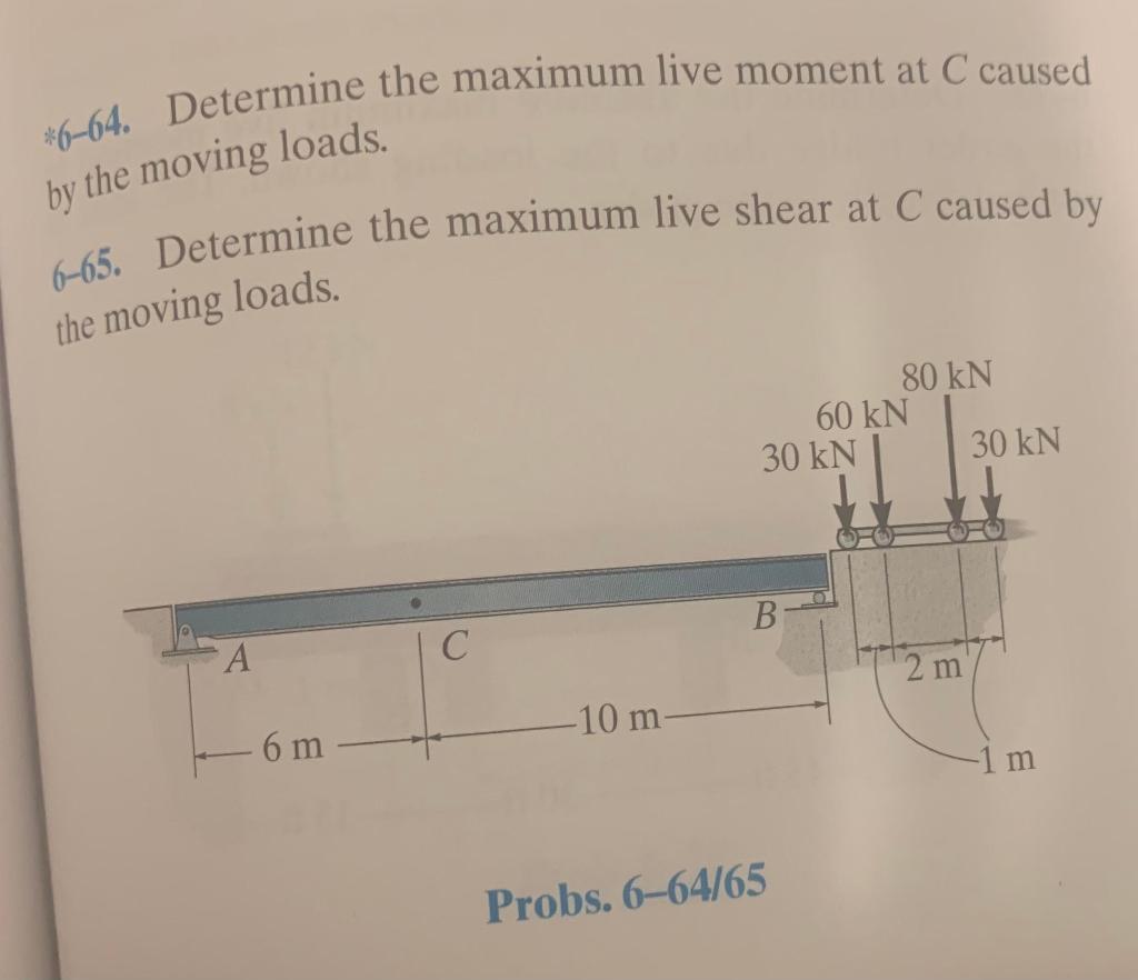 Solved *6-64. Determine the maximum live moment at C caused | Chegg.com