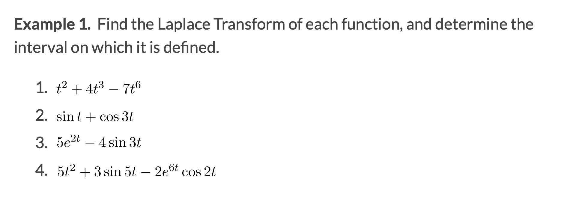 Solved Example 1. Find the Laplace Transform of each | Chegg.com