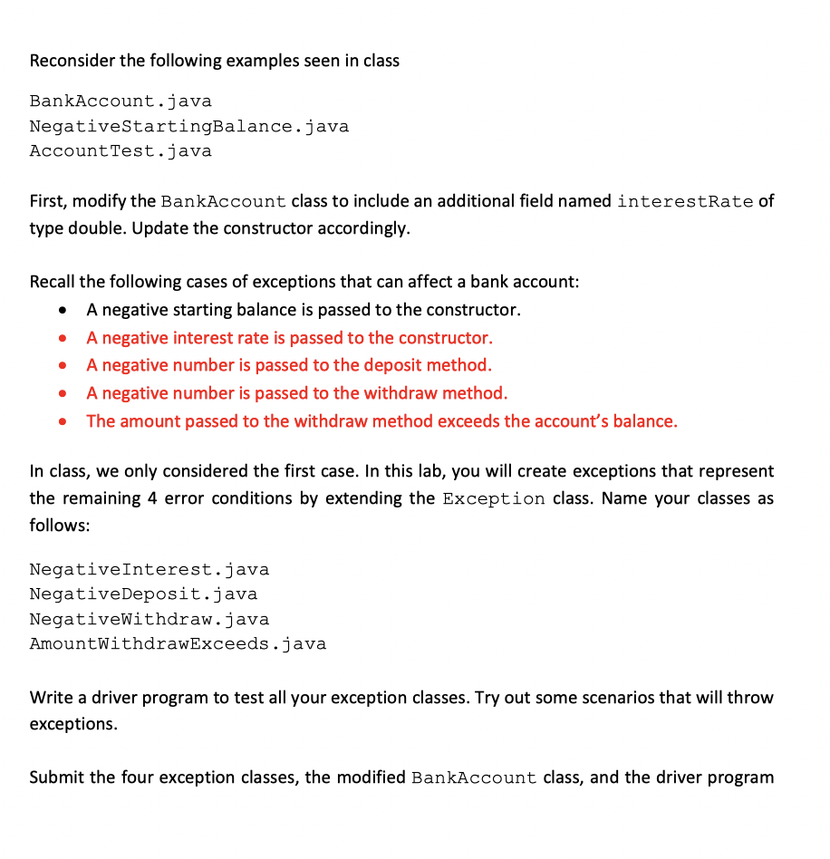 Solved BankAccount.java /** The BankAccount class | Chegg.com