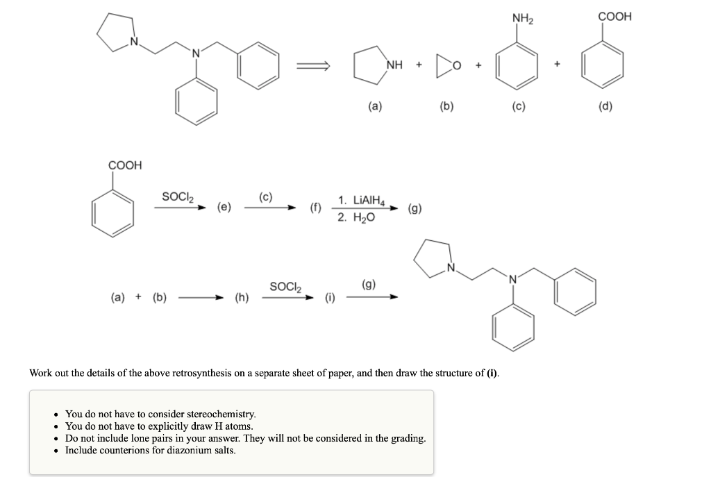 Solved NH2 COOH 5. NH + (a) (b) (c) (d) COOH SOCI2 (c) (e) | Chegg.com