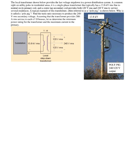 Solved The local transformer shown below provides the last | Chegg.com