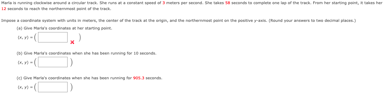 Solved Marla is running clockwise around a circular track. | Chegg.com