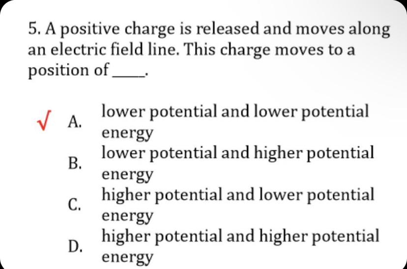 Solved 5. A positive charge is released and moves along an | Chegg.com