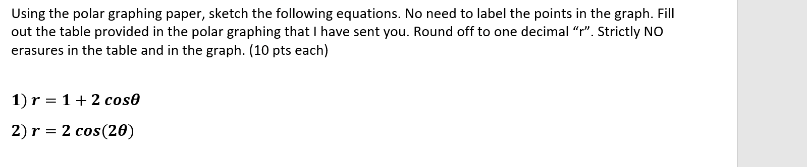 Solved Using the polar graphing paper, sketch the following | Chegg.com