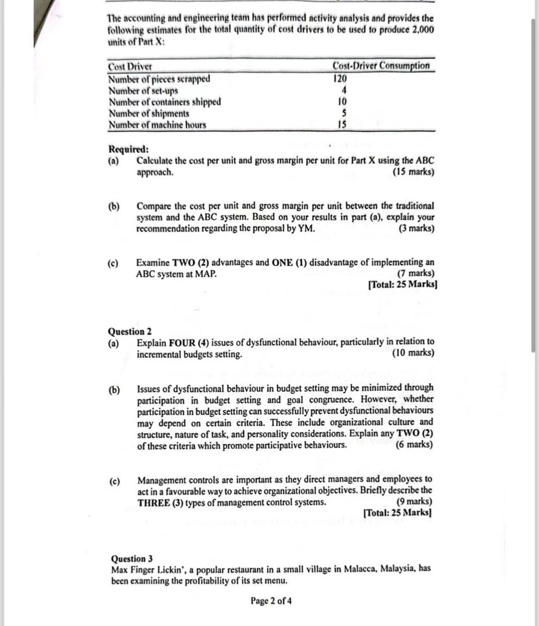 Solved The accounting and engineering team has performed | Chegg.com