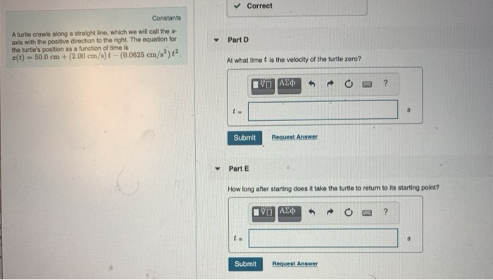 Solved Correct Constants A turtle crawls along a straight | Chegg.com