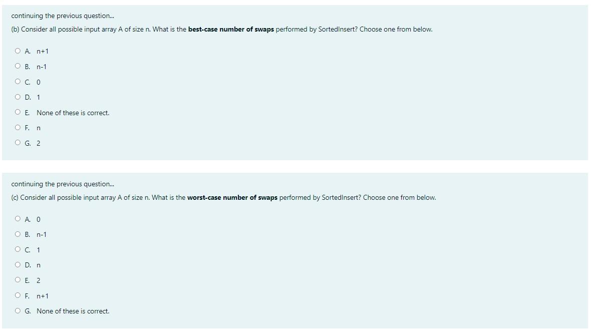 Solved Consider the following algorithm that inserts a value | Chegg.com