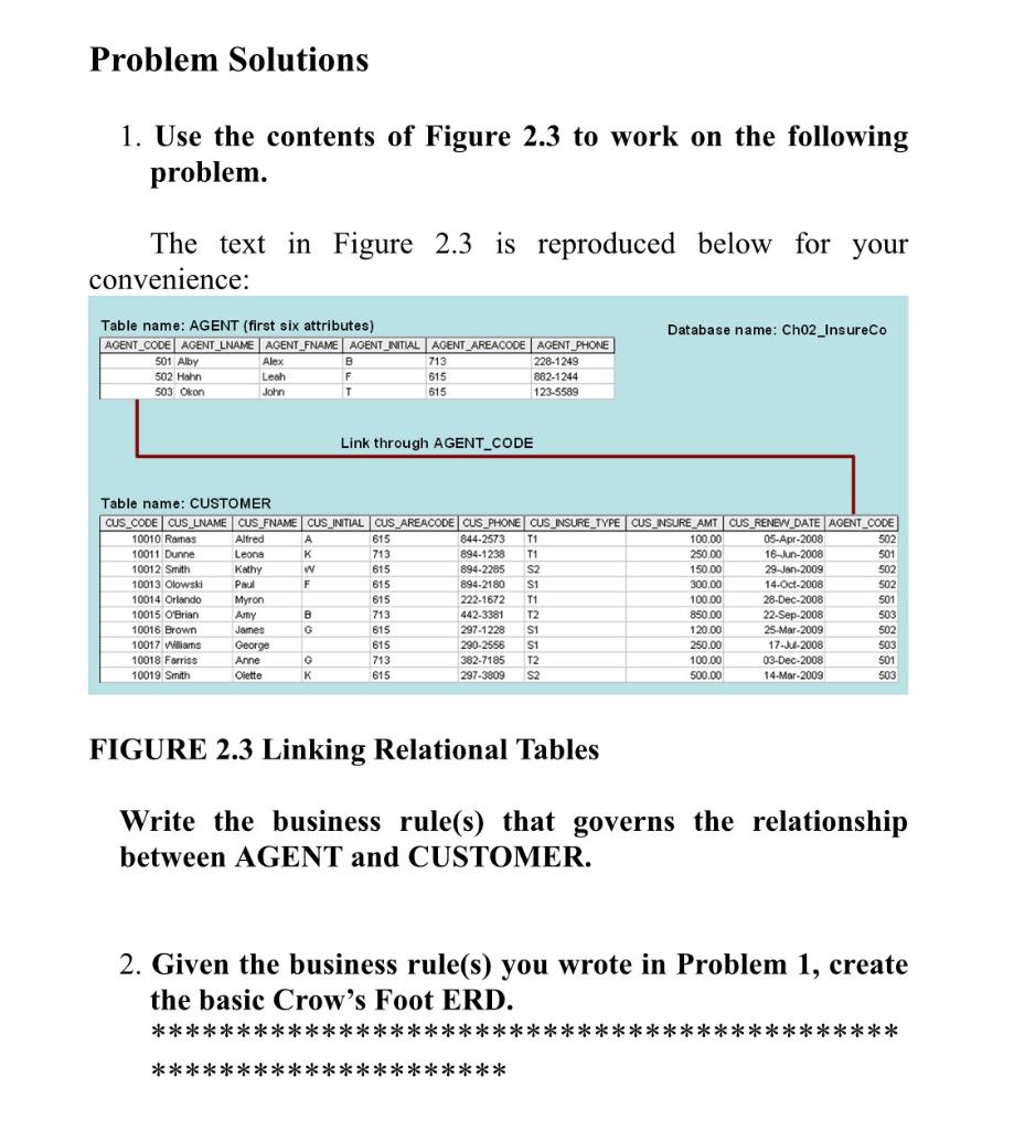 Solved Problem Solutions 1. Use the contents of Figure 2.3 | Chegg.com