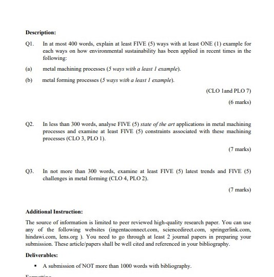Solved Description: QI. In at most 400 words, explain at | Chegg.com