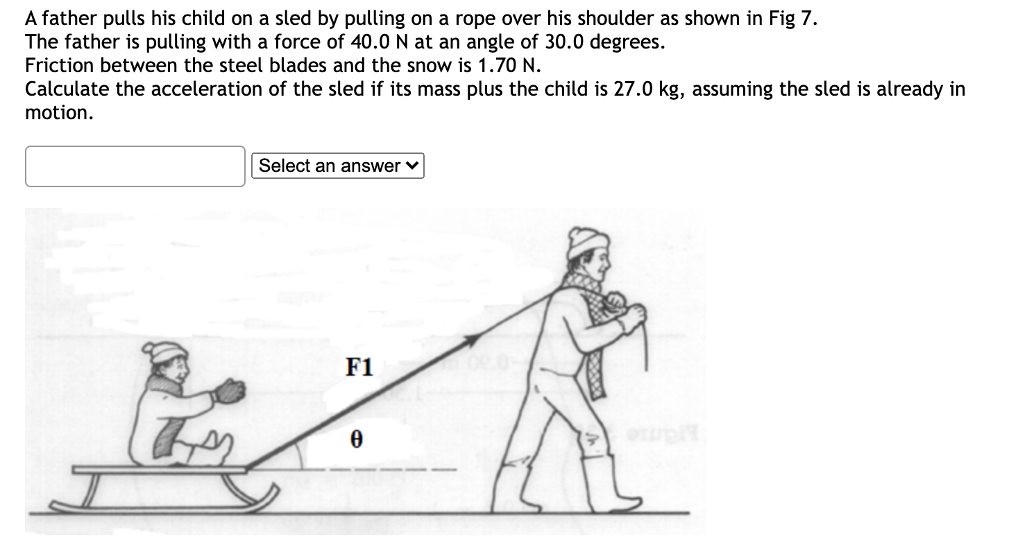 Solved A father pulls his child on a sled by pulling on a | Chegg.com