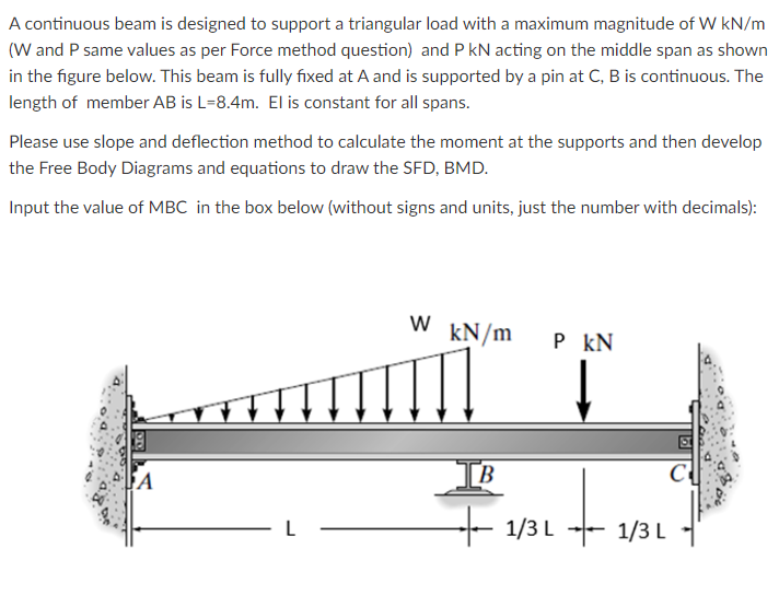 Solved A continuous beam is designed to support a triangular | Chegg.com