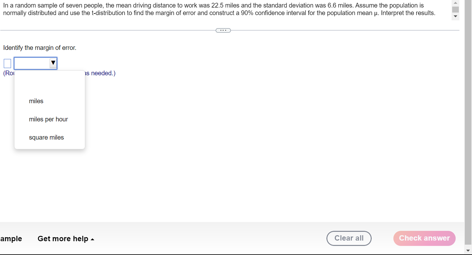 Solved In a random sample of seven people, the mean driving | Chegg.com