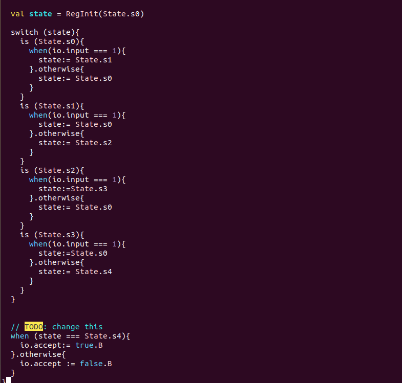 val state - RegInit(State.so) switch (state) { is | Chegg.com