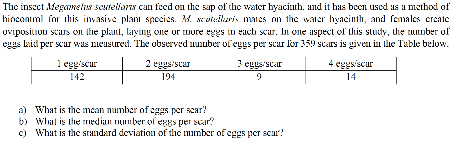 Solved The insect Megamelus scutellaris can feed on the sap | Chegg.com