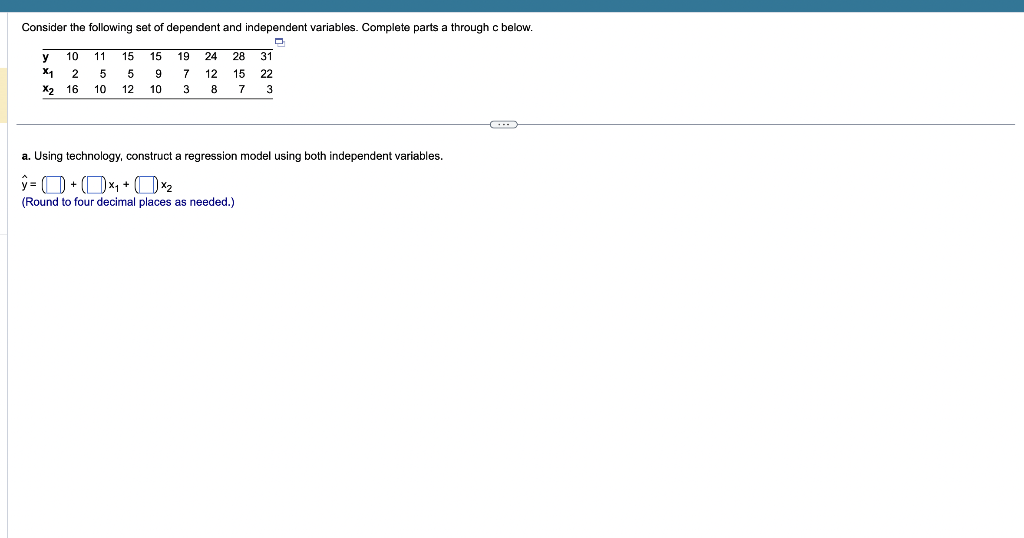 Solved A Using Technology Construct A Regression Model 