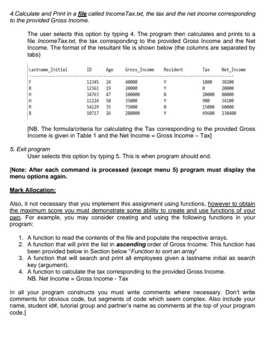 Solved Programming language to be in c++ and refer to table | Chegg.com