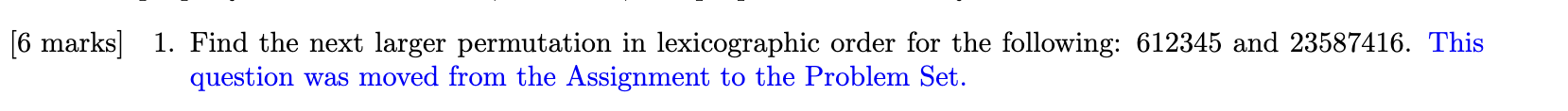 Solved S] 1 Find The Next Larger Permutation In
