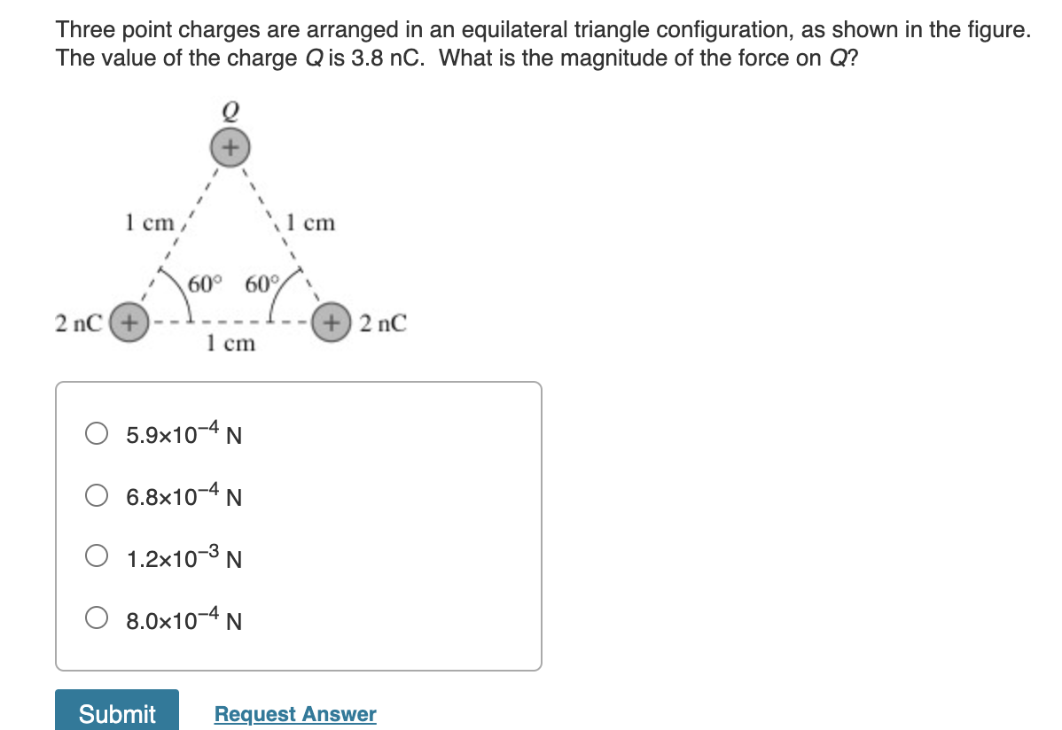 Solved Three point charges are arranged in an equilateral | Chegg.com