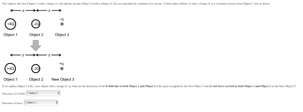 Solved Two objects, the first (Object 1) with a charge of+4Q | Chegg.com