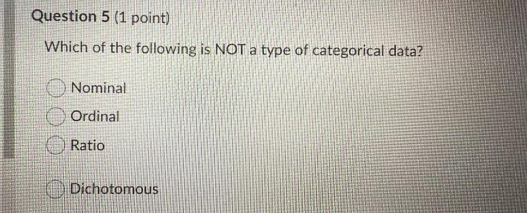 Solved Question 5 (1 point) Which of the following is NOT a | Chegg.com