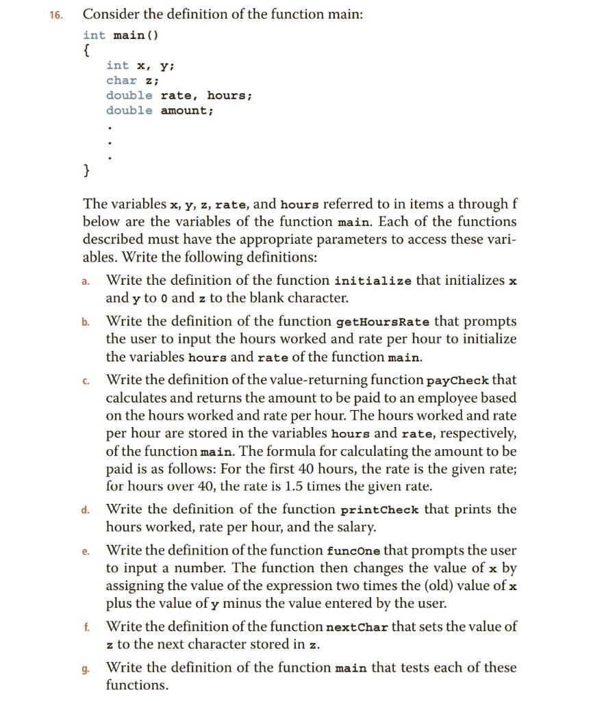 Solved Consider the definition of the function main: int | Chegg.com