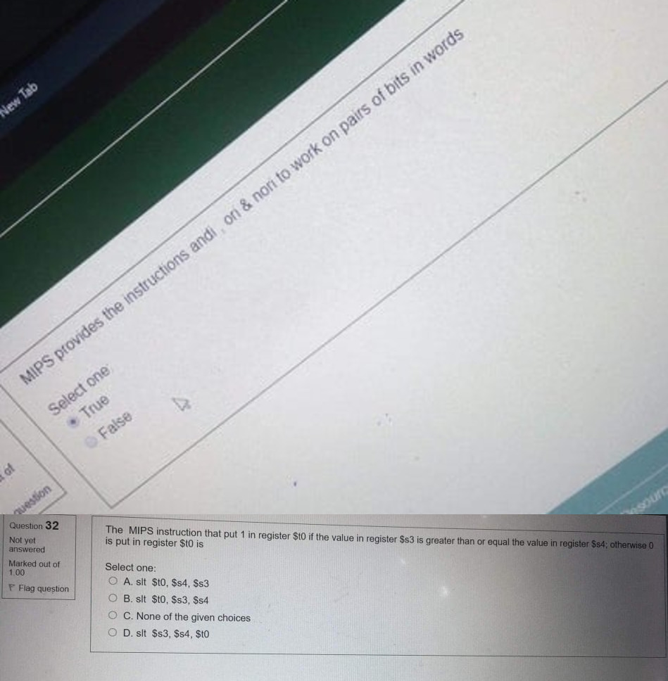Solved New Tab MIPS provides the instructions andi, oni & | Chegg.com