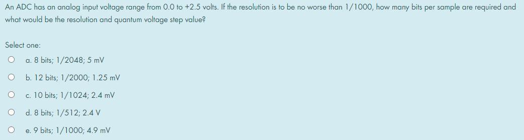 Solved An ADC has an analog input voltage range from 0.0 to | Chegg.com