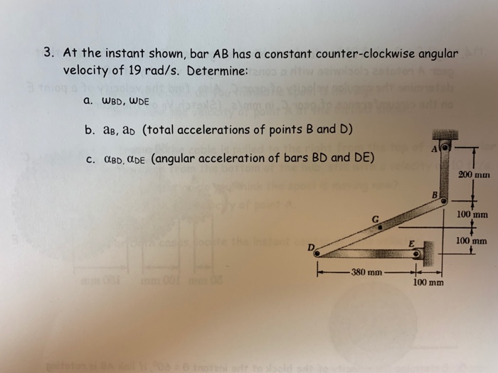 Solved 3. At the instant shown, bar AB has a constant | Chegg.com