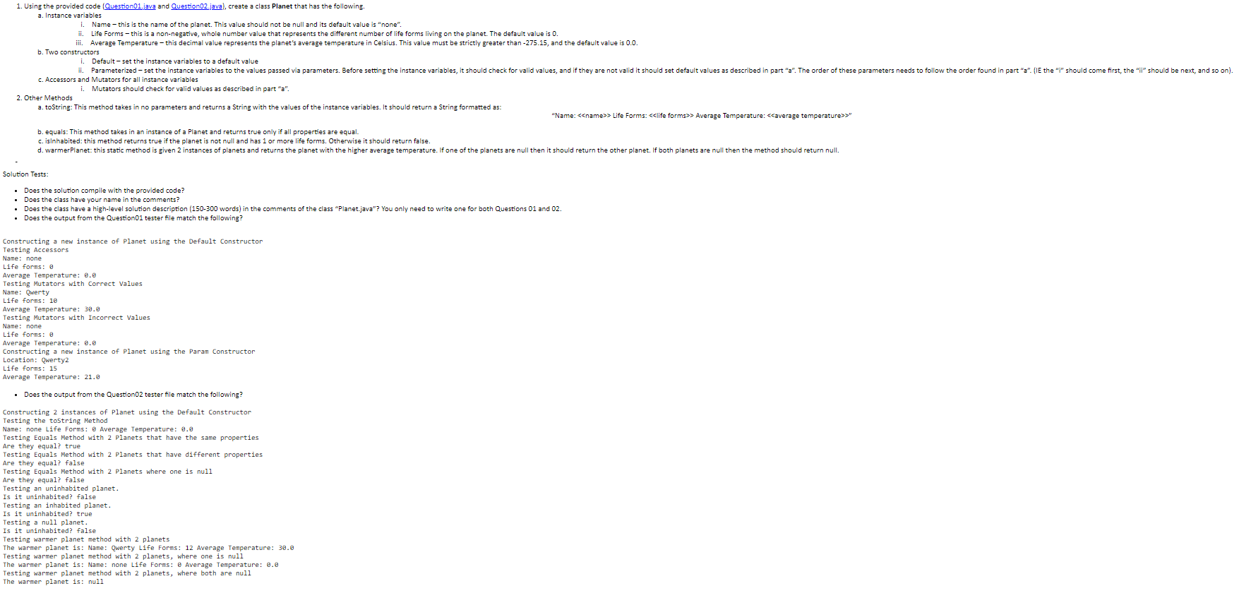Question: Question01.java: Question01 * Provided | Chegg.com