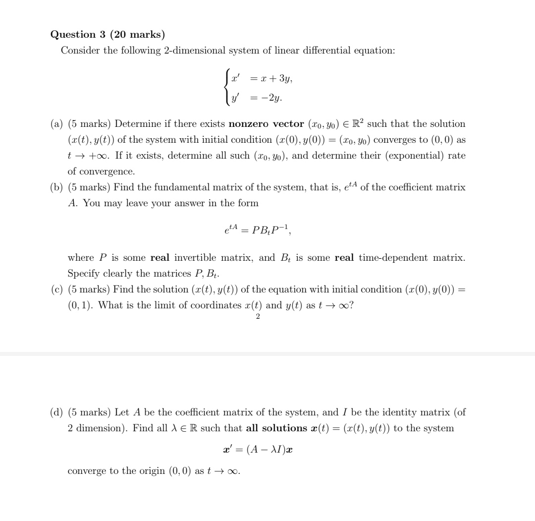 Solved Question 3 (20 marks) Consider the following | Chegg.com