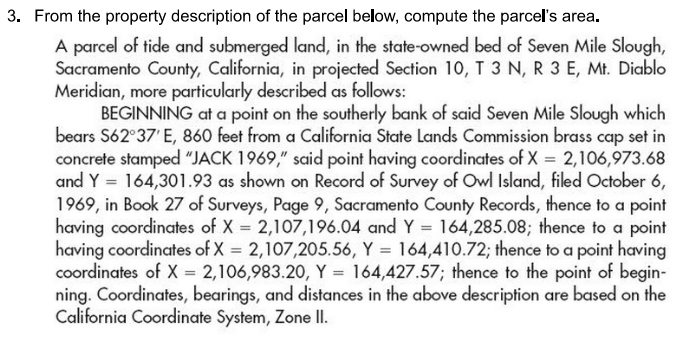 Solved From the property description of the parcel below, | Chegg.com