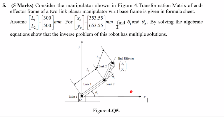 Solved 5. (5 Marks) Consider the manipulator shown in Figure | Chegg.com