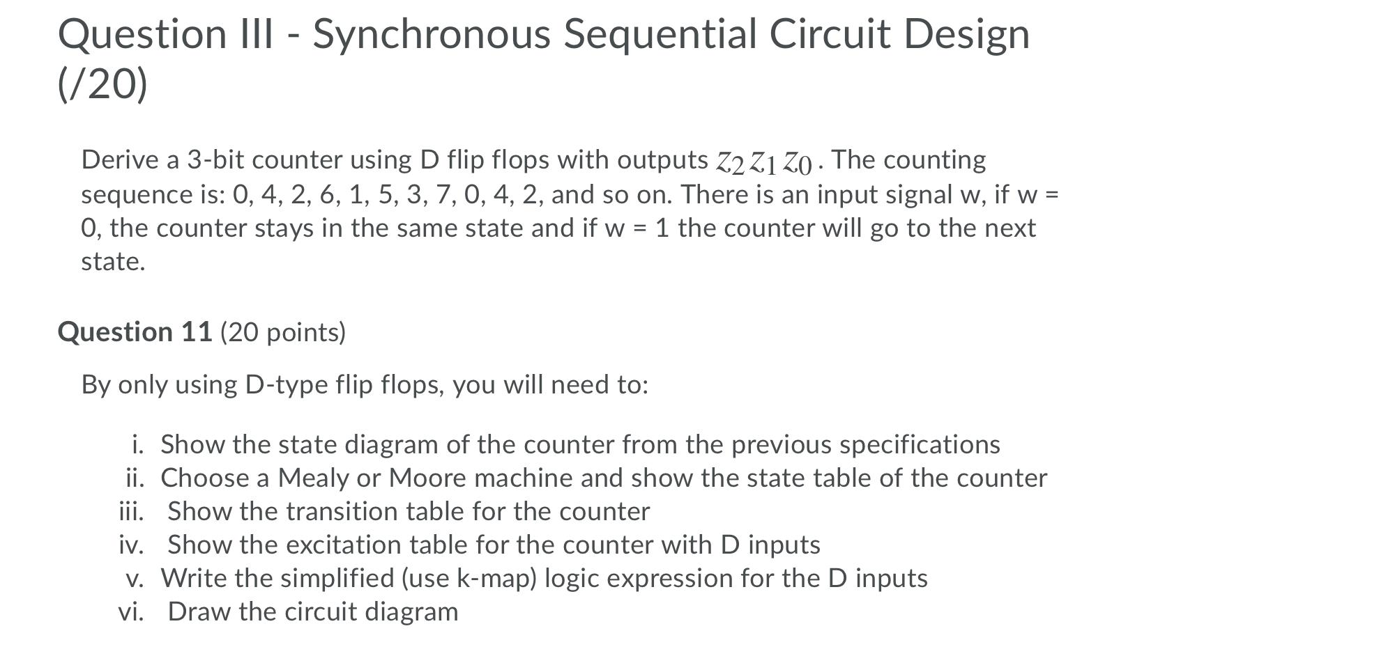 Solved Question III - Synchronous Sequential Circuit Design | Chegg.com
