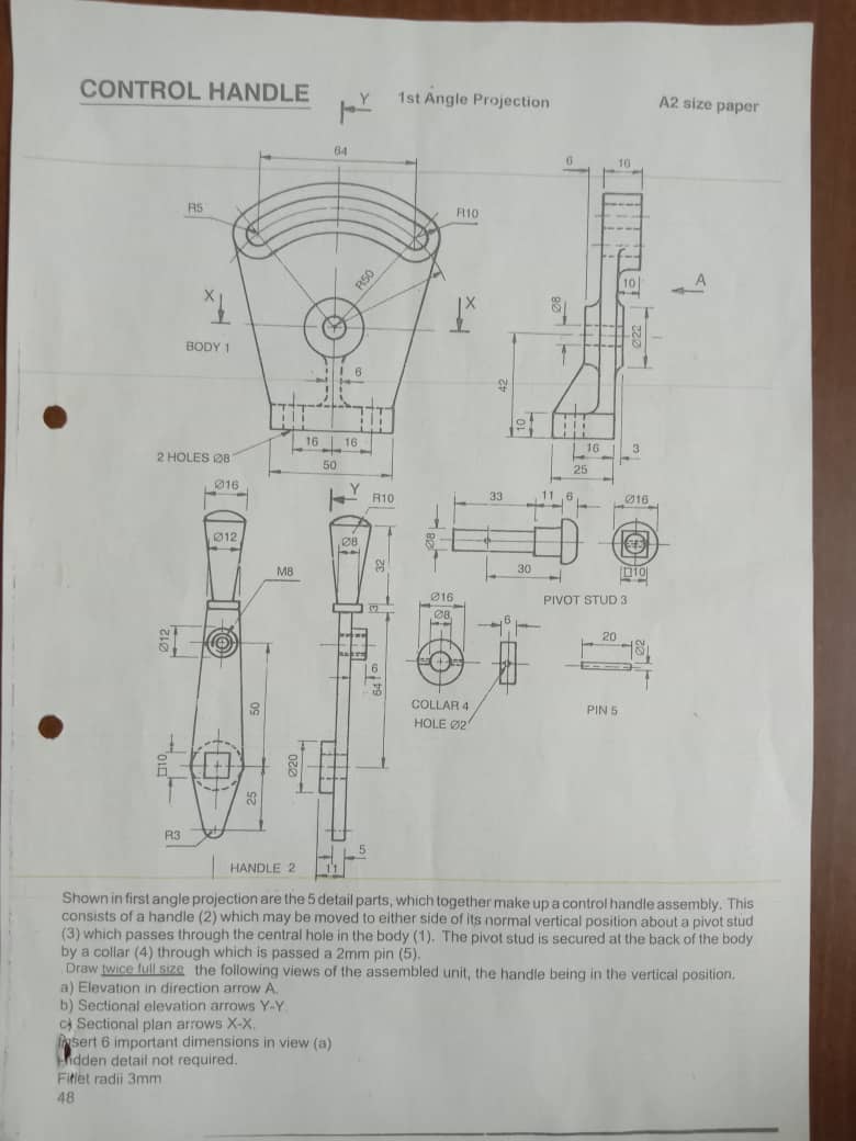 Solved Shown in first angle projection are the 5 detail | Chegg.com