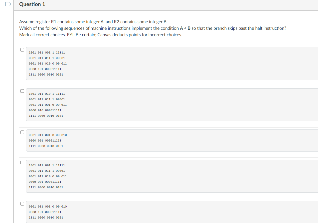 Question 1 Assume register R1 contains some integer | Chegg.com