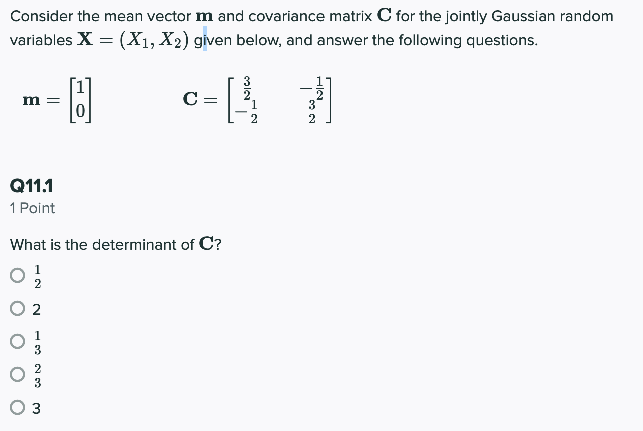 Solved Consider the mean vector m and covariance matrix C | Chegg.com