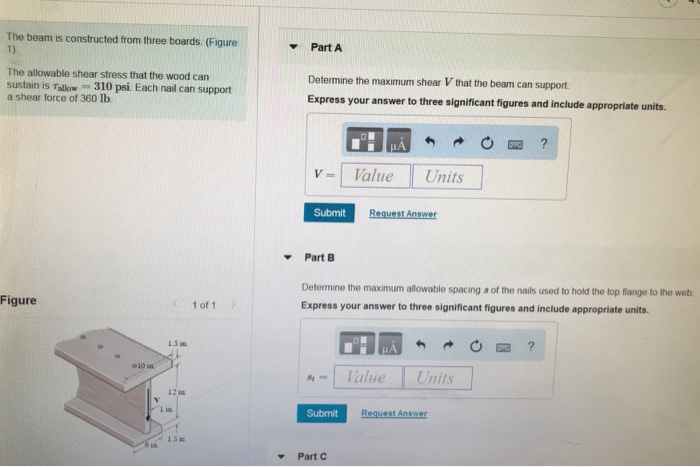 Solved The beam is constructed from three boards (Figure 1) | Chegg.com