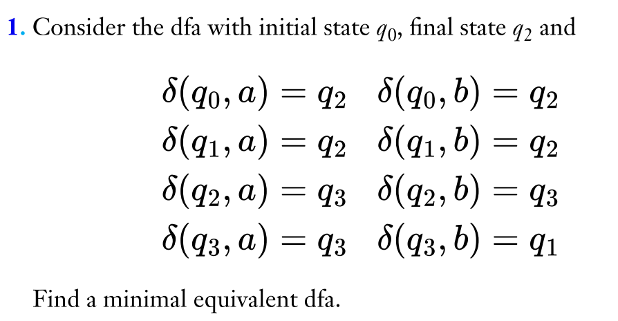 Solved 1. Consider the dfa with initial state q0, final | Chegg.com
