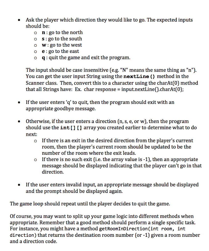 Homework 5: Adventure Game Description: The purpose | Chegg.com