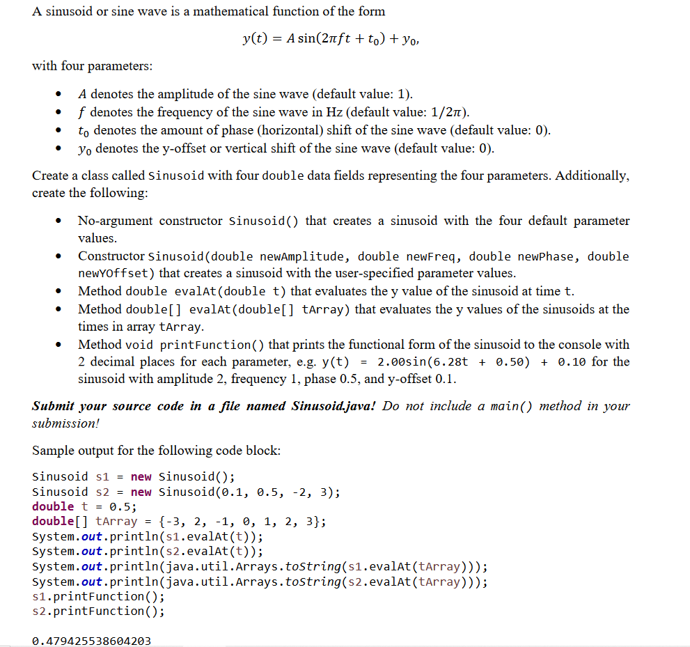 Solved A sinusoid or sine wave is a mathematical function of | Chegg.com