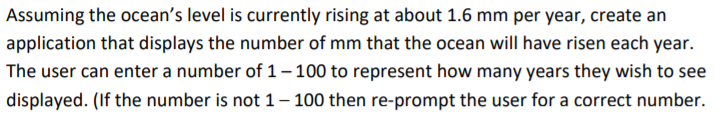 Solved Assuming the ocean's level is currently rising at | Chegg.com