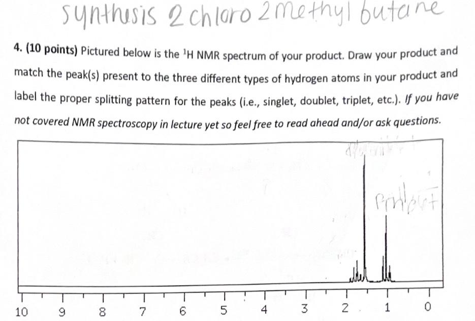 Solved synthesis 2 chloro 2 methyl butane 4. (10 points) | Chegg.com