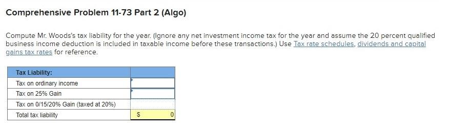 Required information Comprehensive Problem 11-73 (LO | Chegg.com
